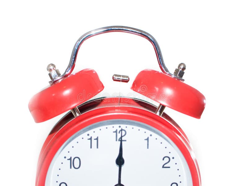 Red Clock at Midnight/midday Stock Image - Image of isolated, alarm ...