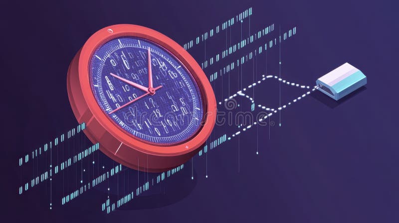 A Red Clock with the Numbers 1 To 12 on it is Shown on a Stock ...