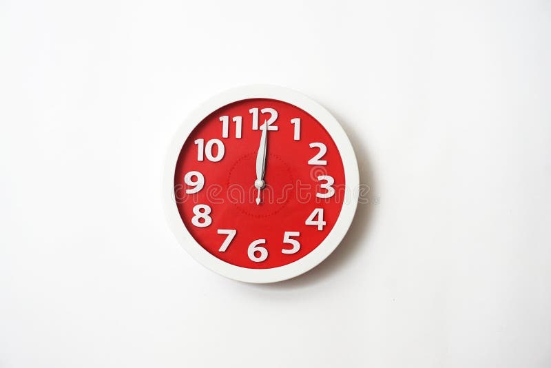 The Red Clock Shows 9 O Clock. Stock Image - Image of pointer, deadline ...