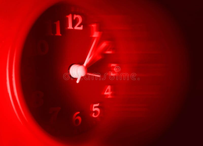 Red Clock with Speedy Blurred Effect Stock Photo - Image of reminder ...