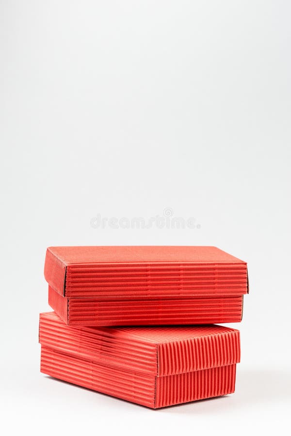 Red Closed Corrugated Cardboard Box Isolated Stock Image - Image of ...
