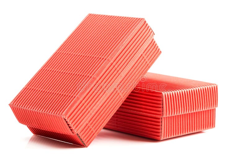Red Closed Corrugated Cardboard Box Isolated Stock Image - Image of ...