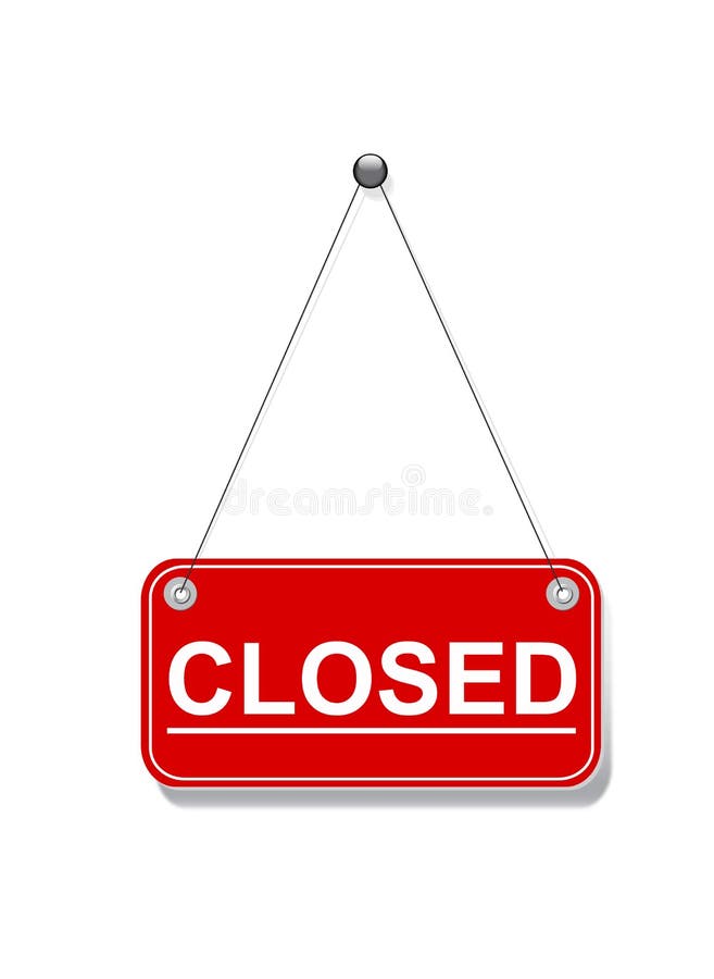 Red closed hanging sign stock vector. Illustration of cafe - 27562049