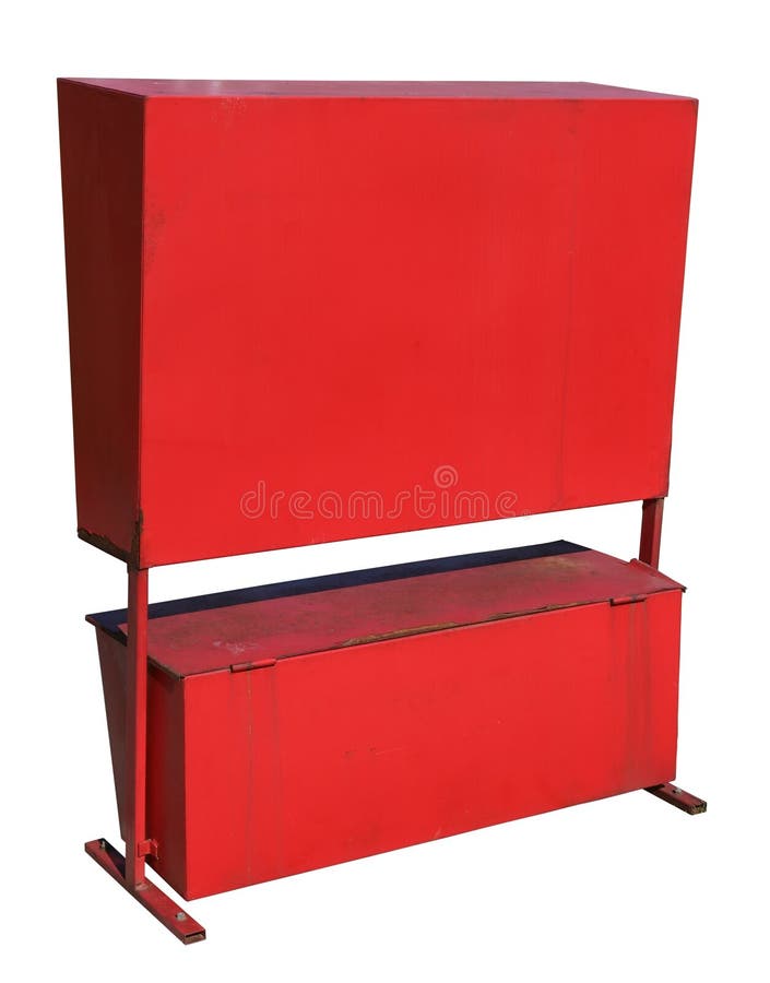 The Red Closed Metal Box for Fire-prevention Tools and Sand. Stock ...
