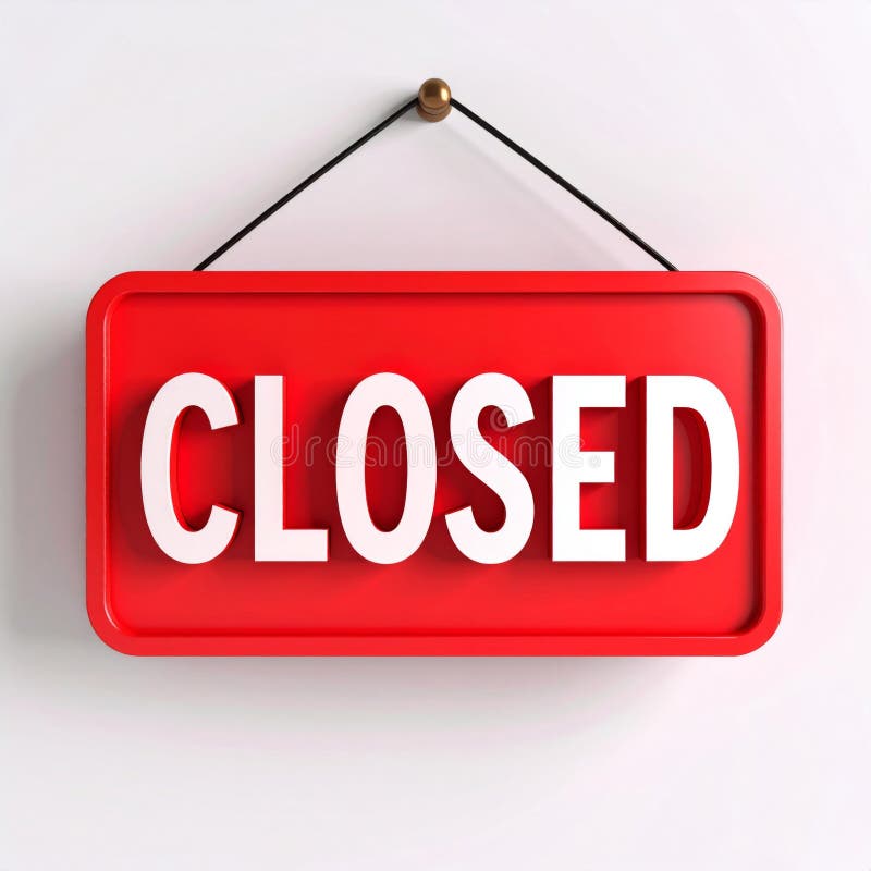 Red Closed Sign Hanging on White Wall Stock Illustration - Illustration ...