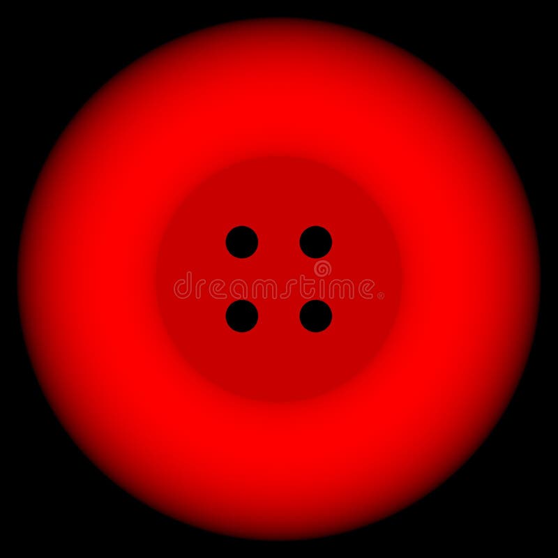 Red Cloth Button on Black Background, Four Holes Stock Illustration ...
