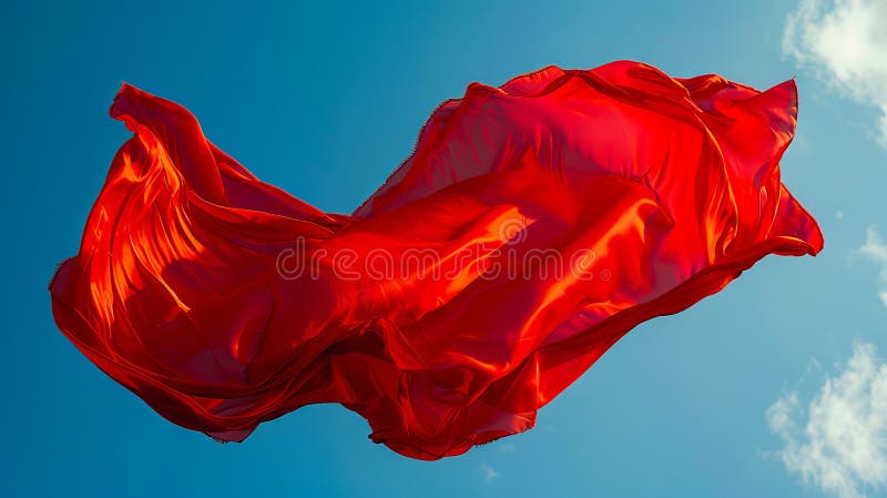 A Red Cloth Flying in the Air Stock Photo - Image of blue, wave: 325148104