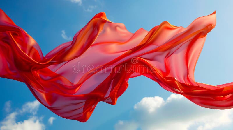 A Red Cloth is Flying in the Sky Stock Photo - Image of generated ...