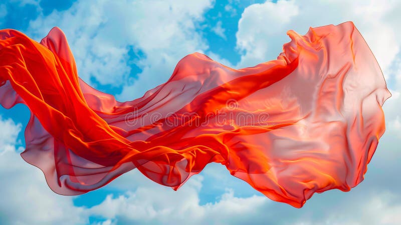 A Red Cloth is Flying in the Sky Stock Photo - Image of cloth, flag ...