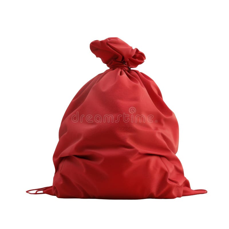 Red Cloth Sack with Drawstring Isolated on Black Background Stock Image ...