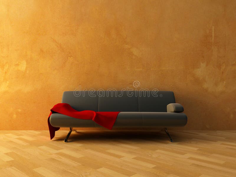 Red cloth on sofa stock illustration. Illustration of couch - 8234907