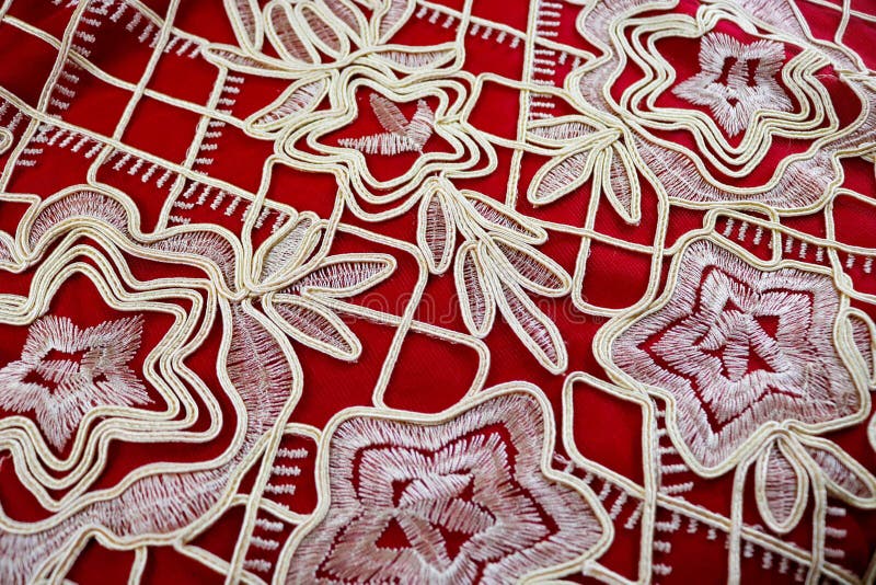 Red Cloth Texture with Pattern Stock Image - Image of blank, badge ...