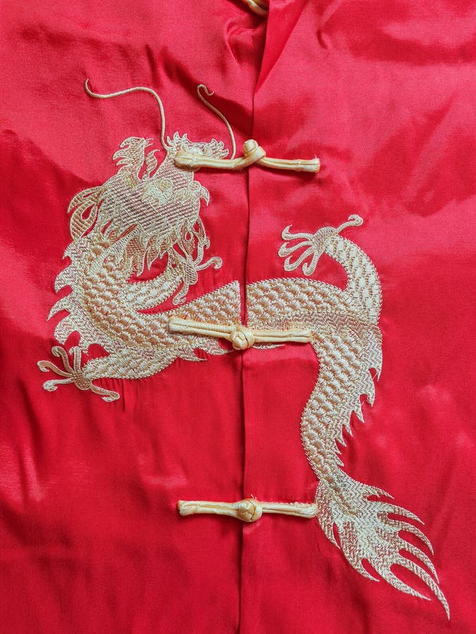 Red Clothes with Golden Embroidered Dragon Stock Photo - Image of ...