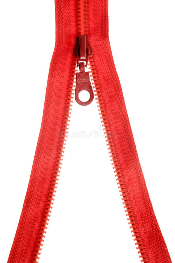 Red Clothes Zip Open Over White Stock Photo - Image of open, macro: 8828652