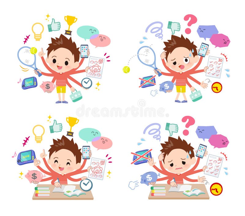 Kids Multitasking Stock Illustrations – 152 Kids Multitasking Stock ...