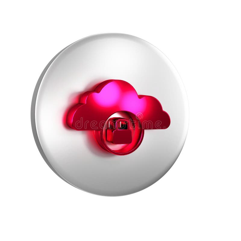 Red Cloud Computing Lock Icon Isolated on Transparent Background ...