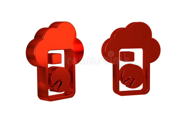 Red Cloud Database Icon Isolated on Transparent Background. Cloud ...