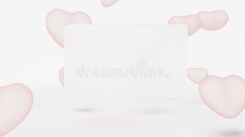 Red Cloud Heart Glass Rectangle Presentation Mockup 3d Stock ...