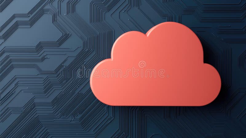 Red Cloud Icon on a Dark Circuit Board Background Representing Cloud ...
