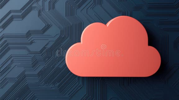 Red Cloud Icon on a Dark Circuit Board Background Representing Cloud ...