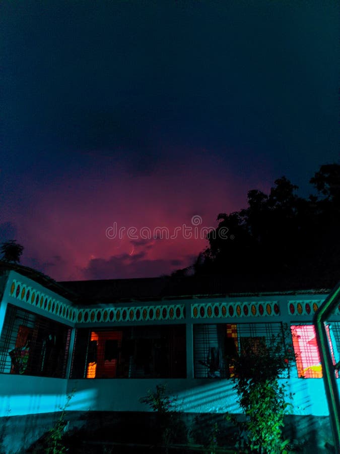 Red Cloud Night Time stock photo. Image of house, cloud - 244759796