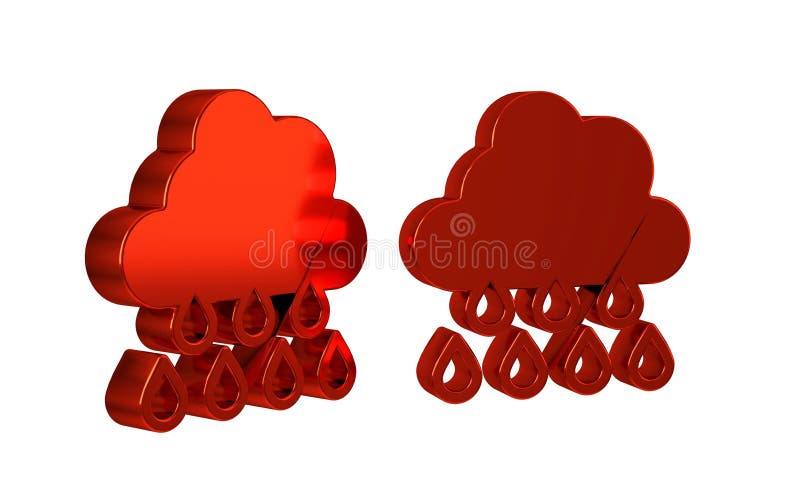 Red Cloud with Rain Icon Isolated on Transparent Background. Rain Cloud ...