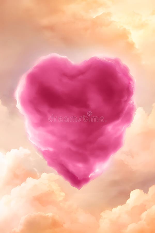 Red Cloud in the Shape of a Heart Stock Illustration - Illustration of ...