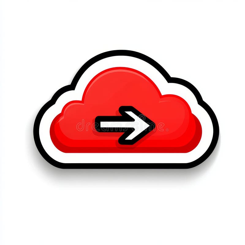 A Red Cloud Symbolizes the Download Icon Used for Cloud Storage, Data ...
