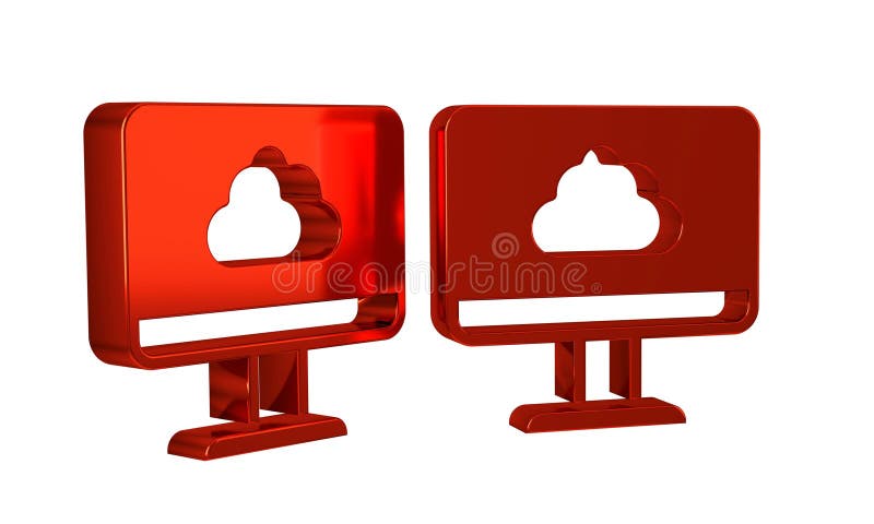 Red Cloud Technology Data Transfer and Storage Icon Isolated on ...
