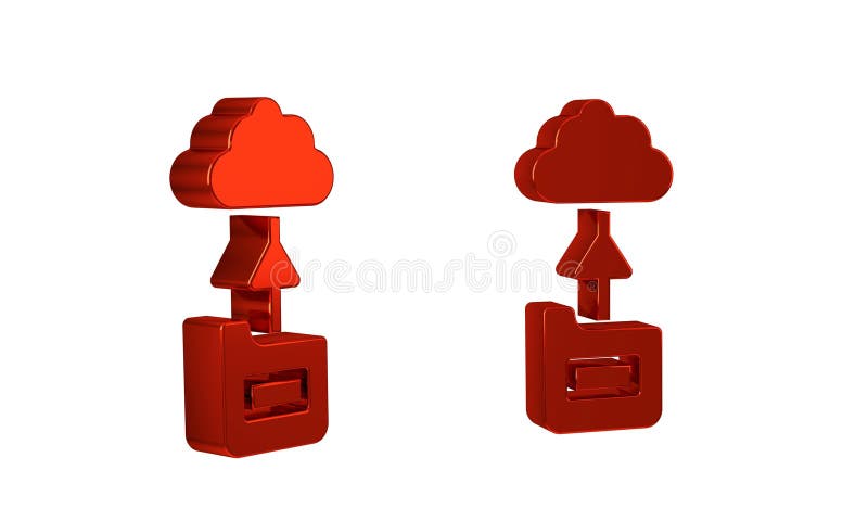 Red Cloud Technology Data Transfer and Storage Icon Isolated on ...
