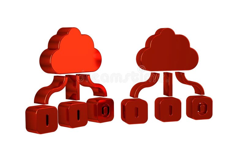 Red Cloud Technology Data Transfer and Storage Icon Isolated on ...