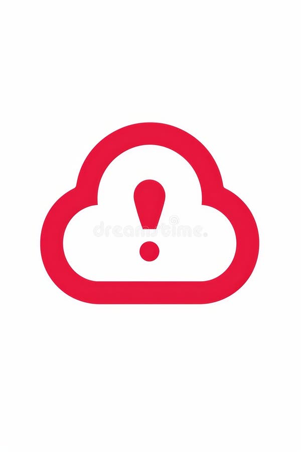 Red Cloud Warning Sign with Exclamation Point, Cloud Computing, Storage ...
