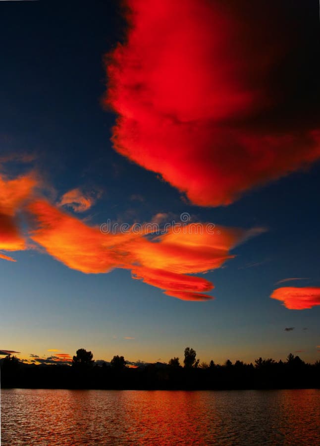 Red Clouds at Sunset stock photo. Image of contemplative - 21917678