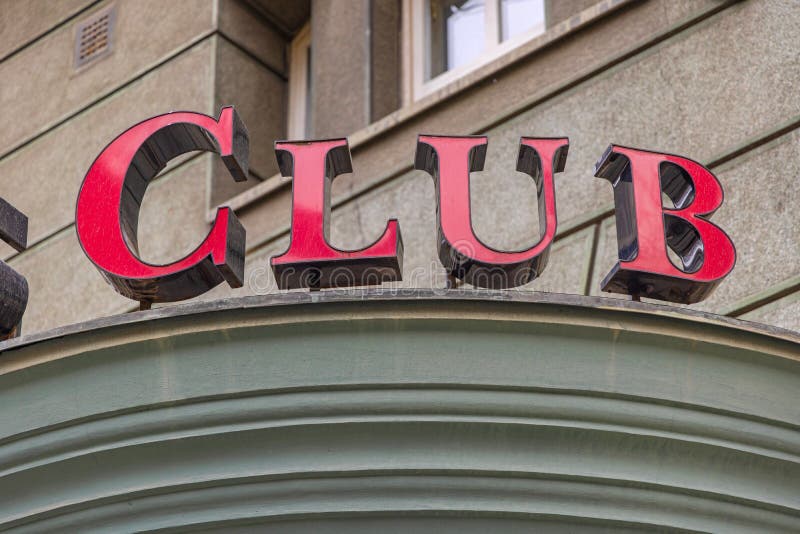 Red Club 3d Sign stock image. Image of english, serbia - 244478453