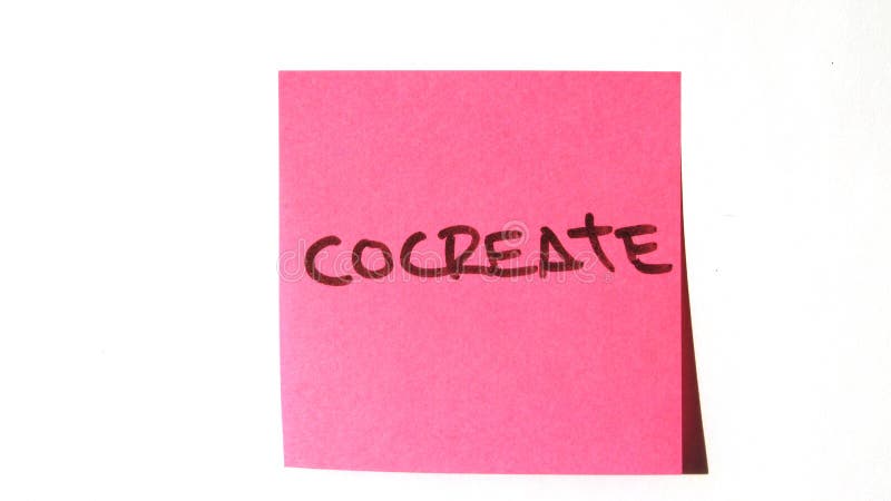 Red Co Create Post it Used To Innovation Stock Photo - Image of working ...