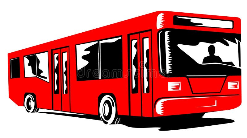 Red Coach Bus Woodcut Style Stock Vector - Illustration of vehicle ...