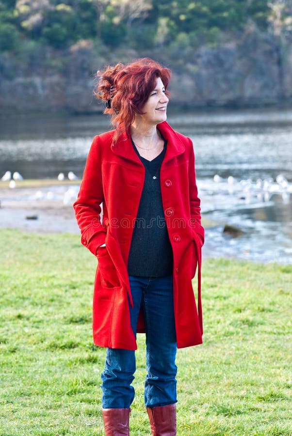 The red coat stock image. Image of casual, fashion, person - 9336107