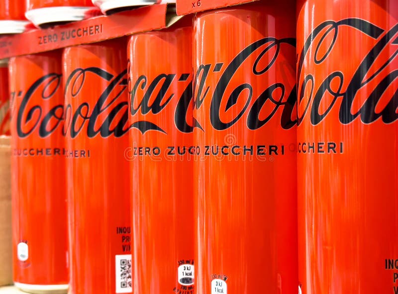 Red Coca-cola Cans Display with Zero Sugar Text Editorial Stock Photo ...