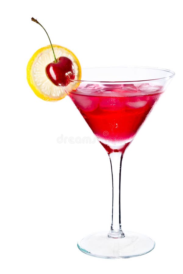 Red drink in martini glass stock photo. Image of lemon - 16089212
