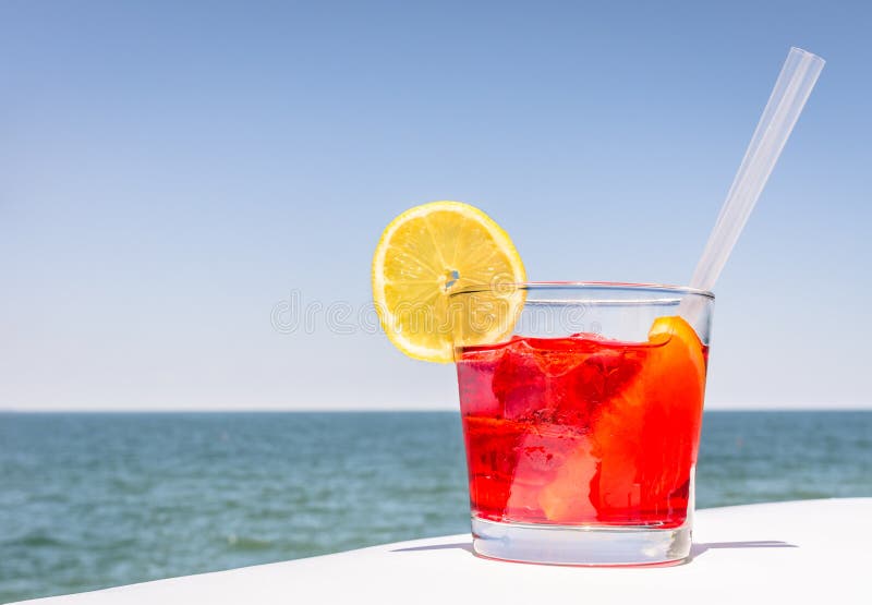 Red Cocktail in a Bright Summer Day Stock Photo - Image of moment ...