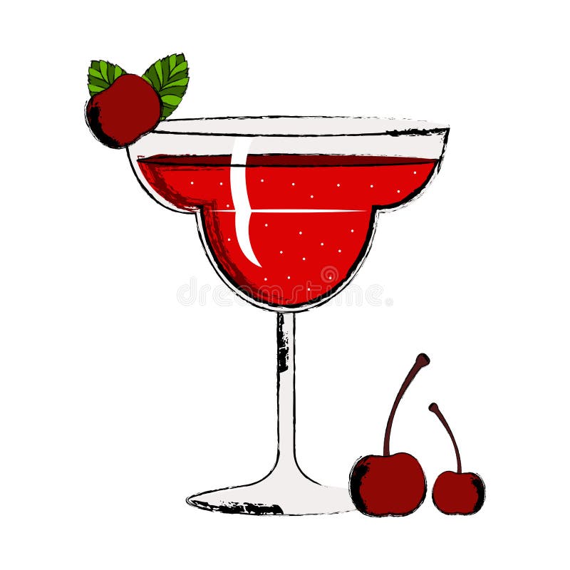 Red cocktail with cherries stock vector. Illustration of colorful ...