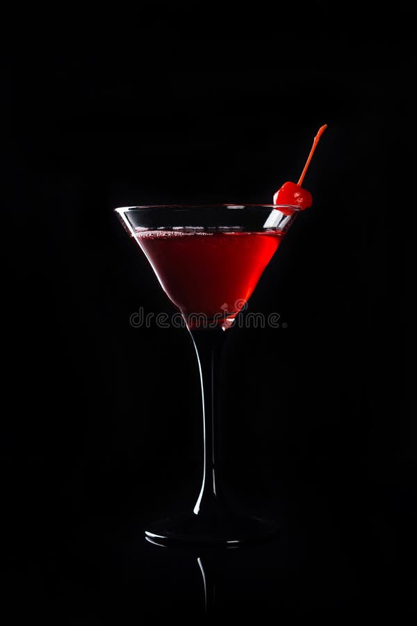 Red cocktail with cherry stock photo. Image of drink - 63166152