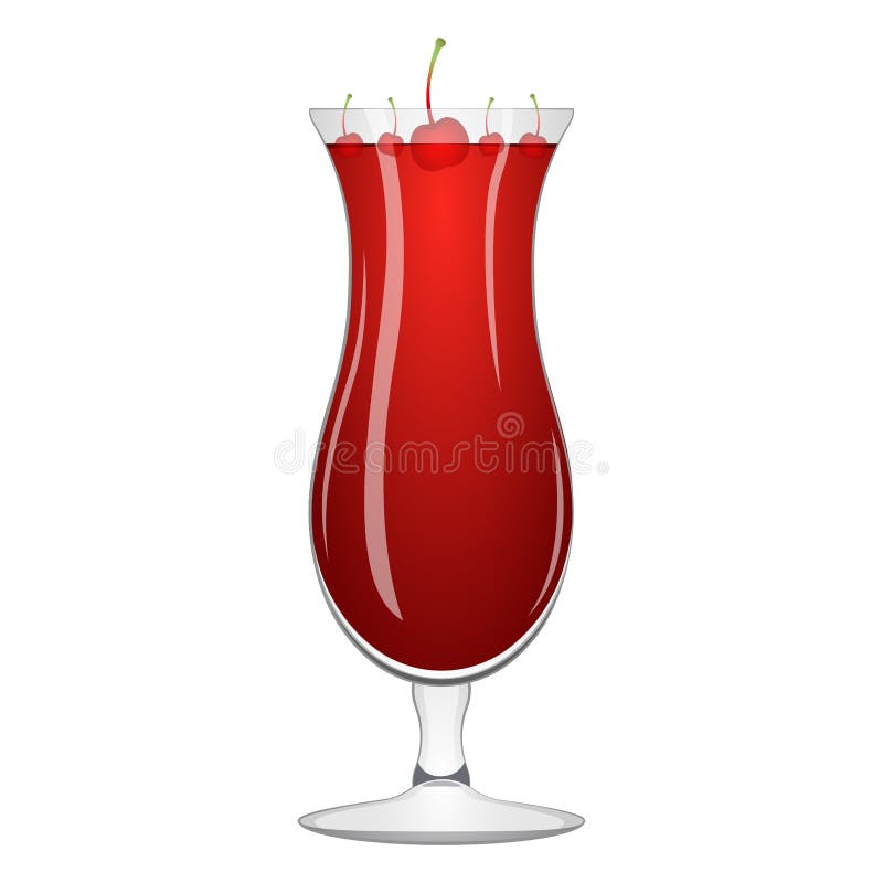 Red cocktail with a cherry stock vector. Illustration of liquid - 111528952