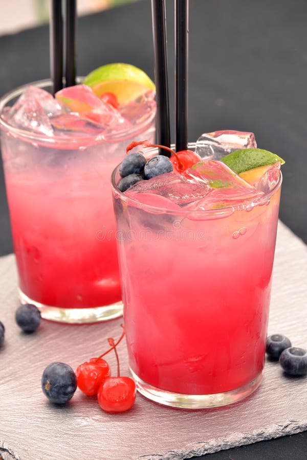 Red cocktail. stock image. Image of champagne, cherry - 41203221
