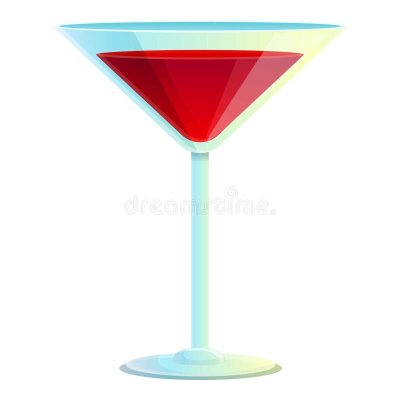 Martini Glass With Red Cocktail Icon Cartoon Style Stock Vector ...