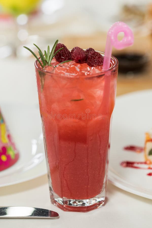 Red Cocktail with Raspberry Stock Image - Image of cool, refreshment ...