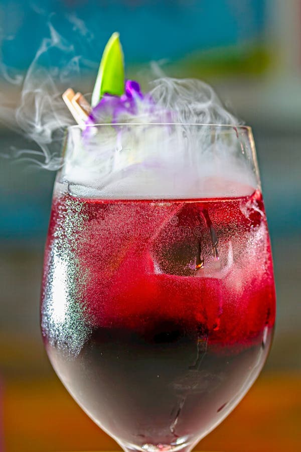 Red Cocktail with Sparkling Wine Aperol Whiskey Juice Bar Stock Photo ...