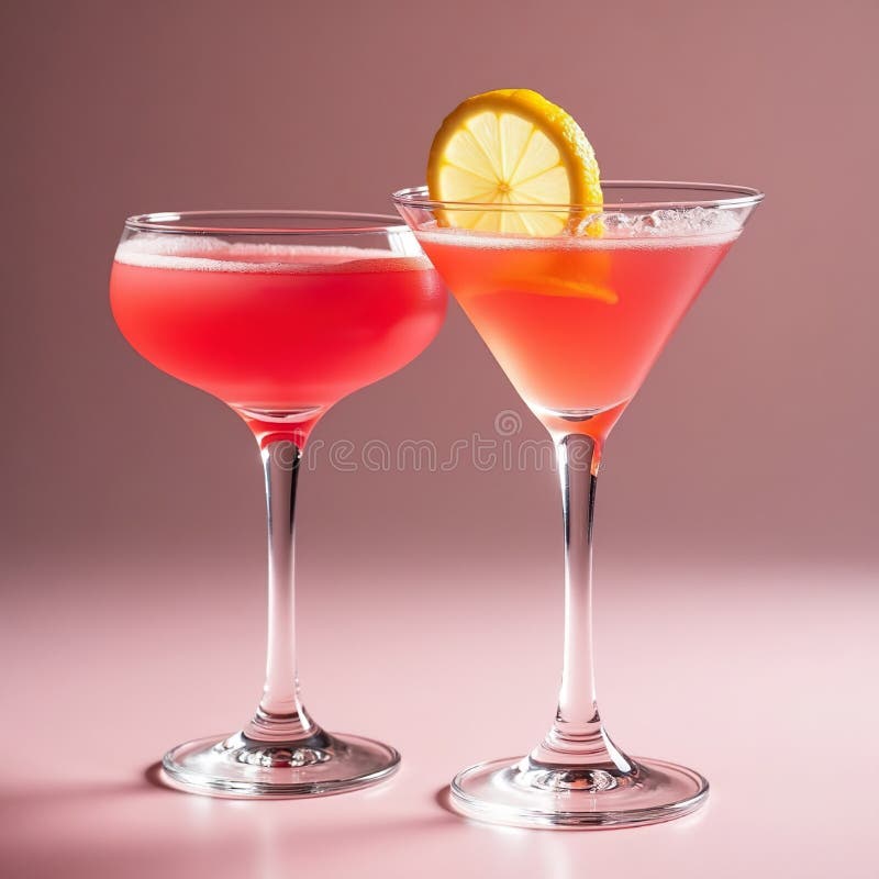 Red Cocktail in Martini Glass Stock Illustration - Illustration of ...