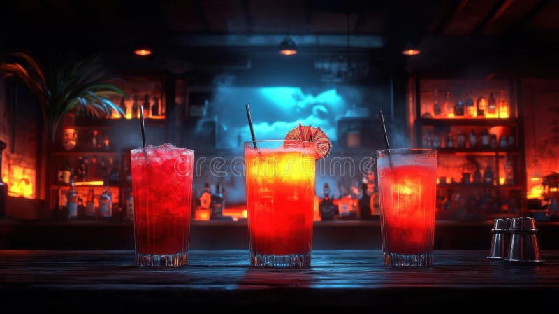 Red Cocktails at a Bar stock image. Image of design - 384540669