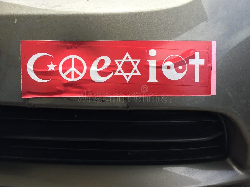 Red Coexist bumper sticker stock image. Image of driver - 176359349